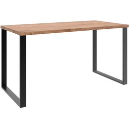 Schreibtisch wimex "Home Desk" Tische Gr. B/H/T: 140cm x 75cm x 70cm, beige (sw/plankenei + schwarz plankeneiche nachbildung) Mit Metallkufen, in 3 Breiten