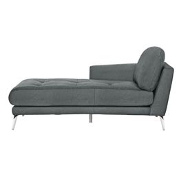 Chaiselongue W.Schillig "softy" Sofas Gr. B/H/T: 106cm x 79cm x 168cm, Chenille-Flachgewebe R66, Armlehne links, blau (niagara r66) mit dekorativer Heftung im Sitz, Füße Chrom glänzend