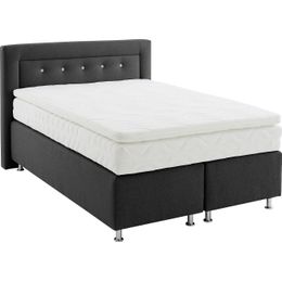 Boxspringbett, grau (charcoal), B:155cm L:210cm, Bezug: Feinstruktur 100% Polyester, Westfalia Schlafkomfort, Komplettbetten, Boxspringbett, wahlweise mit Topper