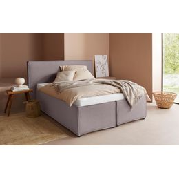 Polsterbett "Isaline", grau (taupe), B:173cm L:213cm, 100% Polyester, LeGer Home by Lena Gercke, Betten, Polsterbett ohne Bettkasten Polsterbett, wahlweise ohne Matratze oder mit 3 Matratzenarten, Kopfteilhöhe 107 cm