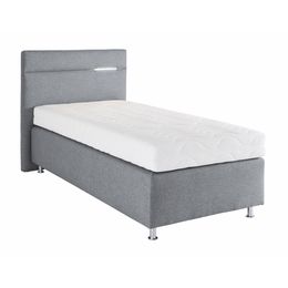 Boxspringbett, grau (strukturstoff grau), mit LED-Beleuchtung, Liegefl&auml;che B/L: 100cm x 200cm, H2 + H2, Bonnell-Federkernmatratze, Bezug Unterbox und Kopfteil: Strukturstoff (77% Polyester und 23% Viskose);Bezug Obermatratze 100% Polyester, waschbar bis 60C, Westfalia Schlafkomfort, Komplettbetten, Boxspringbett, wahlweise mit LED-Beleuchtung
