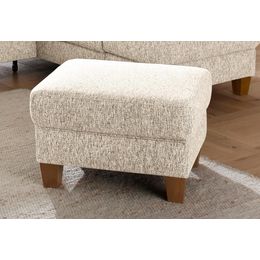 Hocker Home Affaire "Texel", beige (natur), B:79cm H:46cm T:66cm, Struktur fein ( 100% Polyester);Luxus-Microfaser (100% Polyester);Struktur ( 100% Polyester), Hocker, Polsterhocker, mit Federkern und Kontrastnaht, F&uuml;&szlig;e Buche eichefarben