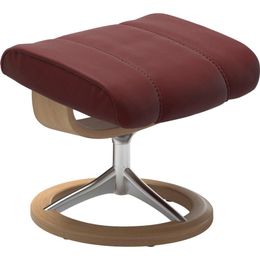 Fußhocker stressless "Consul" Hocker Gr. B/H/T: 54 cm x 41 cm x 39 cm, Leder PALOMA, Signature Base Eiche, rot (cherry paloma) mit Signature Base, Gestell Eiche