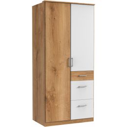 Kleiderschrank wimex "Click" Schränke Gr. B/H/T: 90 cm x 199 cm x 58 cm, 2 St., weiß (plankeneichefarben, weiß) Drehtürenschrank Kleiderschrank Schränke ohne Spiegel