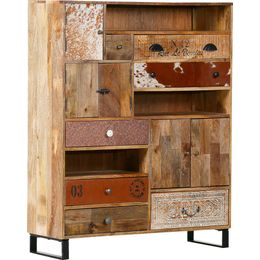 Highboard GUTMANN FACTORY "Bounce" Sideboards Gr. B/H/T: 105 cm x 130 cm x 38 cm, 7, bunt (natur, bunt) massives Altholz Mango mit verzierten Fronten, Shabby Chic, Vintage