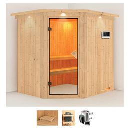 Karibu Sauna "Laila" Saunen 3,6-kW-Plug & Play Ofen mit externer Steuerung beige (naturbelassen)