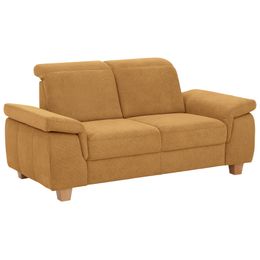 2-Sitzer Home Affaire "Dalia", gelb (senf), B:173cm T:96cm, Luxus-Microfaser Florence (100% Polyester);Luxus-Microfaser weich (90% Polyester, 10% Polyamid);Webstoff (100% Polyester), Sofas, mit Federkernpolsterung, wahlweise auch mit Kopftteilverstellung