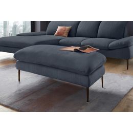 Hocker W.Schillig "enjoy&MORE", blau (marine r66), B:106cm H:45cm T:71cm, Chenille-Flachgewebe R66 (85% Polyester, 15% Nylon), Longlife Xtra-Leder Z59: Glattleder mit modischer Prägung. Hautstärke 0, 9 - 1, 1 mm, Stoff S37 (100% Polyester), Hocker, Füße bronze pulverbeschichtet, Breite 106 cm