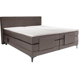 Boxspringbett Alina "Powell", braun (braungrau gcp 84), B:172cm L:212cm, Chenille GCP (100% Polyester), Komplettbetten, Boxspringbett, inkl. Motor, Matratze und Topper, in unterschiedlichen Ausf&uuml;hrungen
