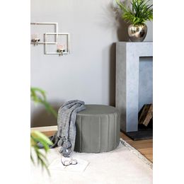 Pouf Fink "HELEN", grau (grau velvet), B:60cm H:43cm T:60cm, Poufs, mit seitlichen Nähten