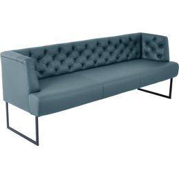 K+w Komfort & Wohnen Polsterbank K+W KOMFORT & WOHNEN "Creso" Sitzbänke Gr. B/H/T: 222 cm x 83 cm x 67 cm, blau (topas) im modernen Chesterfield-Look, mit schwarzen Kufenfüßen