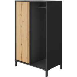 Garderobenschrank GAMI "Mimizan" Schränke Gr. B/H/T: 75cm x 122cm x 45cm,, schwarz (schwarz/eiche helvezia)