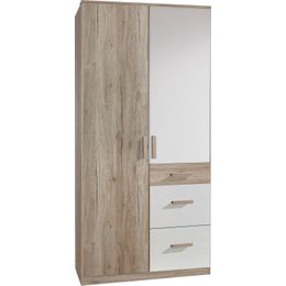 Kleiderschrank wimex "Bergamo" Schränke Gr. B/H/T: 90 cm x 199 cm x 58 cm, weiß (san remo eiche nb, alpinweiß) 2-türig