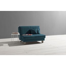 ell+ell Schlafsofa ELL + ELL "Enny", blau (petrol), B:125cm T:100cm, Sofas, Schlafsofa, Liegefl&auml;che Breite 120 oder 140 cm, Liegeh&ouml;he 45 cm, F&uuml;&szlig;e alufarben