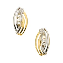 Paar Ohrstecker Vivance "333/- Gelbgold bicolor 6x Zirkonia" Ohrringe Gr. ONE-SIZE, Gold, bunt (mehrfarbig, weiß) Damen