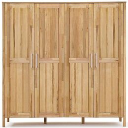 Kleiderschrank Home Affaire "Modesty I" Schränke Gr. B/H/T: 205 cm x 202 cm x 61 cm, ohne Spiegel, 4 St., Basisausführung, beige (naturfarben) Drehtürenschrank Kleiderschrank Schränke aus massivem Kernbuchenholt, in unterschiedlichen Breiten