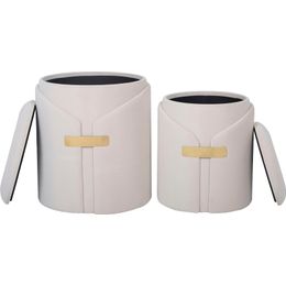 Polstergarnitur Kayoom "Hocker Forcet 125 2er-Set" Sitzmöbel-Sets Gr. B/H/T: 37 cm x 44,5 cm x 37 cm, Polyester, beige (elfenbein) Hocker mit Stauraum Polsterhocker modern, Stauraum, dekorativ