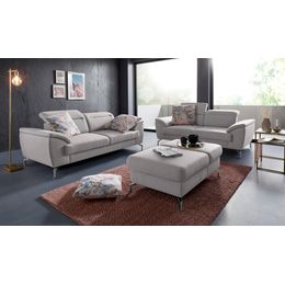 Sit & More 2,5-Sitzer SIT & MORE "Percy", grau, B:207cm T:112cm, Sofas, 15 cm Fu&szlig;h&ouml;he, Sitztiefenverstellung, wahlweise Kopfteilverstellung