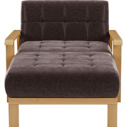 Sit & More Recamiere SIT & MORE "Billund", braun, B:109cm H:88cm T:185cm, 100% Polyester, Sofas, Armlehnen aus eichefarbigem Buchenholz, verschiedene Bezüge und Farben