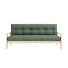 Schlafsofa Karup Design "KNOB", gr&uuml;n (olive gr&uuml;n), B:205cm H:79cm T:95cm, Matratzenmaterialzusammensetzung: Futonmatratze mit Knopfheftung, H&ouml;he 14 cm, aus recyceleten Mischfasern mit einem Kern aus 4 cm Schaumstoff. Matratzenf&uuml;llung: Baumwoll-Mix-F&uuml;llung 90-95% Baumwolle und 5-10% Polyester. Bezug: 80% Baumwolle, 20% Polyester, Sofas, Schlafsofa, mit Futonmatratze, verschiedene Farben, FSC-zertif