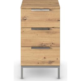 Nachtkommode Rauch "Flipp" Sideboards Gr. B/H/T: 40 cm x 72 cm x 42 cm, 3, braun (eiche artisan) mit 3 Schubladen und Soft-Close-Funktion