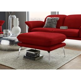 Hocker W.Schillig "sherry", rot (lightbrick w82), B:82cm H:42cm T:62cm, Flachgewebe W82 Q2 (74% Polyacryl, 26% Polyester), Chenillegewebe V34 (52% Polyester, 38% Baumwolle, 10% Polyacryl), Hocker, German Design Award 2018, Metallfüße in Chrom glänzend, Breite 82 cm