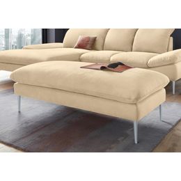 Hocker W.Schillig "enjoy&MORE", beige (sahara s37), B:151cm H:45cm T:71cm, Chenille-Flachgewebe R66 (85% Polyester, 15% Nylon), Longlife Xtra-Leder Z59: Glattleder mit modischer Prägung. Hautstärke 0, 9 - 1, 1 mm, Stoff S37 (100% Polyester), Hocker, Füße silber matt, Breite 151 cm