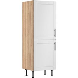 Midischrank Optifit "Ahus" Schränke Gr. B/H/T: 60 cm x 176,6 cm x 58,4 cm, 2 St., grau (hellgrau matt, wildeiche nachbildung) Midischrank Seitenschrank Breite 60 cm