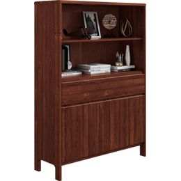 Regal Home Affaire "Luven", braun (dunkelbraun), B:98cm H:137cm T:34cm, Massivholz, Regale, Büroregal Bücherregal, zertifiziertes Massivholz, Breite 98 cm