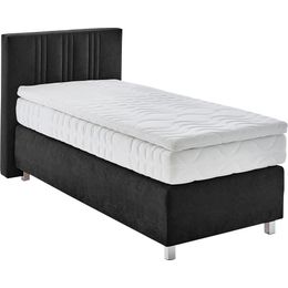Boxspringbett, schwarz, B:105cm L:210cm, Bezug: 100% Polyester;Polsterung: 100% Polyester, Westfalia Schlafkomfort, Komplettbetten, Boxspringbett, wahlweise mit Bettkasten und Topper