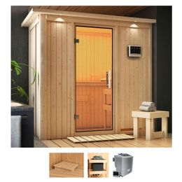 Karibu Sauna "Vada" Saunen 9 KW-Bio-Ofen mit externer Steuerung beige (naturbelassen)