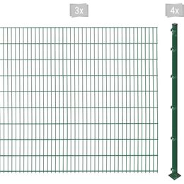 Arvotec Doppelstabmattenzaun "ESSENTIAL 183 zum Aufschrauben" Zaunelemente Zaunhöhe 183 cm, Zaunlänge 2 - 60 m Gr. H/L: 183cm x 6 m, Pfosten: 4 St., grün (dunkelgrün)