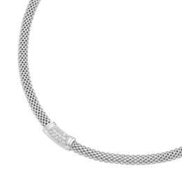 Collier Smart Jewel "Mesh, Mittelteil mit Zirkonia, Silber 925" Halsketten Gr. 45 cm, Silber 925 (Sterlingsilber), weiß Damen