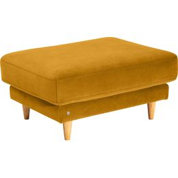 Hocker Tom Tailor HOME Gr. B/H/T: 112 cm x 42 cm x 70 cm, Samtstoff TSV, gelb (ochre tsv 5) Polsterhocker Füße Eiche natur, Breite 112 cm