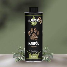 ALPHAZOO Premium Hanföl für Hunde & Katzen I Entspannung und Fellglanz 500 g