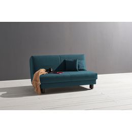 ell+ell Schlafsofa ELL + ELL "Enny", blau (petrol), B:160cm T:100cm, Sofas, Schlafsofa, Liegefl&auml;che Breite 155 cm, Liegeh&ouml;he 45 cm, F&uuml;&szlig;e schwarz, R&uuml;ckenlehne
