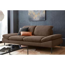 2,5-Sitzer W.Schillig "enjoy&MORE", braun (mocca s37), B:232cm H:87cm T:110cm, Chenille-Flachgewebe R66 (85% Polyester, 15% Nylon);Longlife Xtra-Leder Z59: Glattleder mit modischer Pr&auml;gung. Hautst&auml;rke 0, 9 - 1, 1 mm;Stoff S37 (100% Polyester), Sofas, Sitztiefenverstellung, F&uuml;&szlig;e schwarz pulverbeschichtet, Breite 232 cm