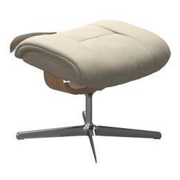 Fußhocker stressless "Mayfair" Hocker Gr. B/H/T: 55 cm x 41 cm x 39 cm, Leder BATICK, Cross Base Eiche, beige (cream batick) mit Cross Base, Größe S, M & L, Holzakzent Eiche