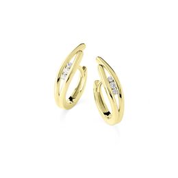 Paar Creolen OROLINO "585/- Gelbgold Brillant" Ohrringe Gr. ONE-SIZE, 0,10 ct SI = kleine Einschlüsse, Gold, gelb (gelb, weiß) Damen