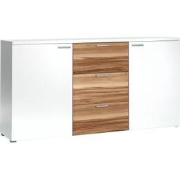 Fif Möbel Kommode FIF MÖBEL "Style", weiß (lackfarben weiß, walnussfarben dekor), Sideboards, Breite 153 cm