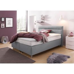 Boxspringbett, grau (strukturstoff grau), ohne LED-Beleuchtung, Liegefl&auml;che B/L: 160cm x 200cm, H3, 5-Zonen-Tonnentaschen-Federkernmatratze, Bezug Unterbox und Kopfteil: Strukturstoff (77% Polyester und 23% Viskose);Bezug Obermatratze 100% Polyester, waschbar bis 60C, Westfalia Schlafkomfort, Komplettbetten, Boxspringbett, wahlweise mit LED-Beleuchtung