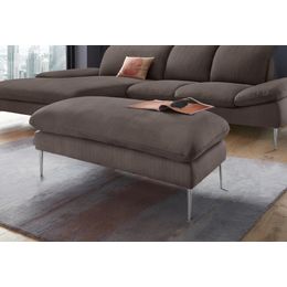 Hocker W.Schillig "enjoy&MORE", braun (braun r66), B:106cm H:45cm T:71cm, Chenille-Flachgewebe R66 (85% Polyester, 15% Nylon), Longlife Xtra-Leder Z59: Glattleder mit modischer Prägung. Hautstärke 0, 9 - 1, 1 mm, Stoff S37 (100% Polyester), Hocker, Füße Chrom glänzend, Breite 106 cm