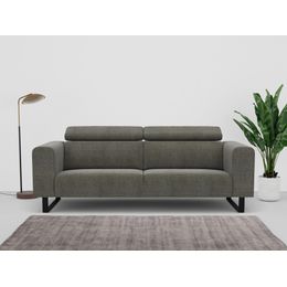 3-Sitzer Andas "Caja" Sofas Gr. B/H/T: 228 cm x 82 cm x 87 cm, grün (hunter) mit verstellbaren Kopfstützen und Metallkufen