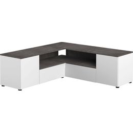 TV-Bank TemaHome "Angle TV Tisch" Sideboards Gr. B/H/T: 130 cm x 45 cm x 40 cm, weiß (weiß, betonfarbig)