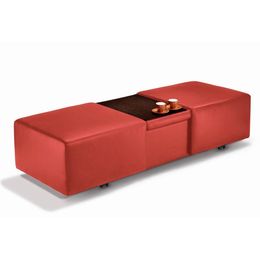 Hocker W.Schillig "taboo" Gr. B/H/T: 130 cm x 41 cm x 64 cm, Longlife Xtra-Leder Z69, orange (red z69) ausziehbar, inklusive Zwischenablage