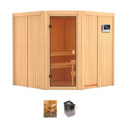 Welltime Sauna "Merkur" Saunen 9 kW-Ofen mit int. Steuerung beige (naturbelassen) Saunen