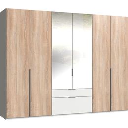 Kleiderschrank wimex "New York" Schränke Gr. B/H/T: 270 cm x 208 cm x 58 cm, 6 St., weiß (weiß,struktureichefarben hell, spiegel) mit Spiegeltür