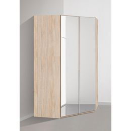 Eckkleiderschrank wimex "New York" Schränke Gr. B/H/T: 90 cm x 208 cm x 56 cm, braun (struktureichefarben hell) mit Spiegeltüren und LED Leuchte