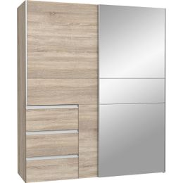 Schwebetürenschrank FORTE "Winn2" Schränke Gr. B/H/T: 170,3 cm x 200,5 cm x 61,2 cm, 2 St., braun (sonoma eiche) mit Spiegel und 3 Schubkästen