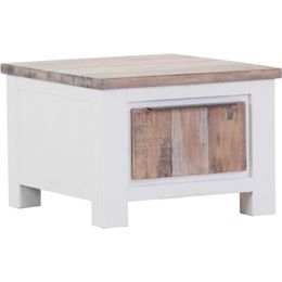 Couchtisch GUTMANN FACTORY "Tampa" Tische Gr. B/H/T: 60 cm x 43 cm x 60 cm, weiß (weiß, natur) Couchtisch Holz-Couchtische Eckige Couchtische Tisch mit Schublade, quadratisch